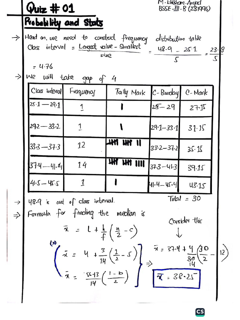 Quiz 1 Stats | PDF