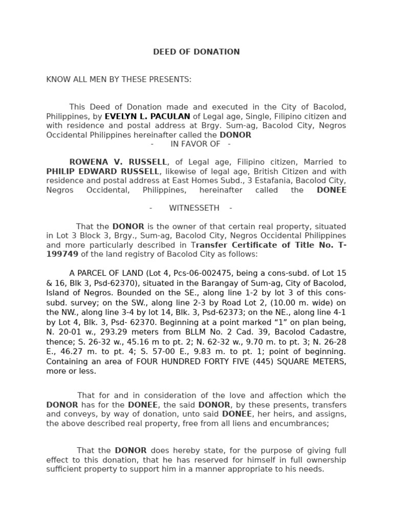 Deed of Donation and Power of Attorney | PDF | Power Of Attorney ...