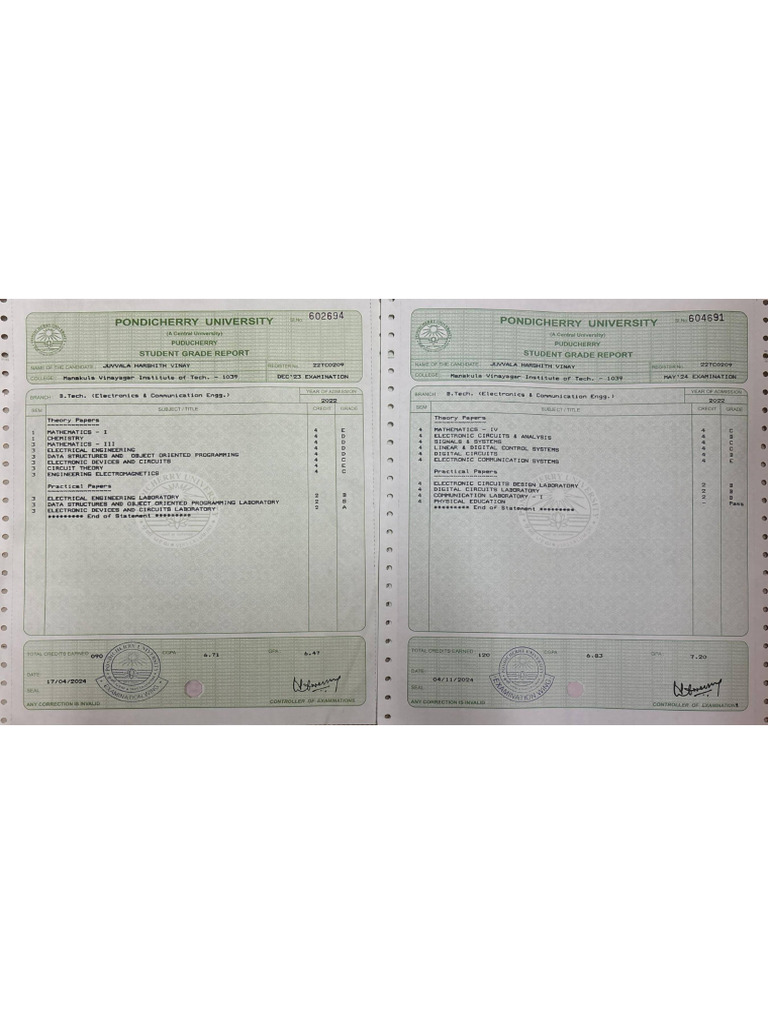 Harshith Vinay Sem 3,4 | PDF