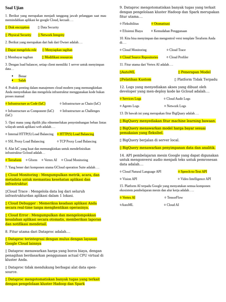 Soal Ujian Cloud dan AI | PDF