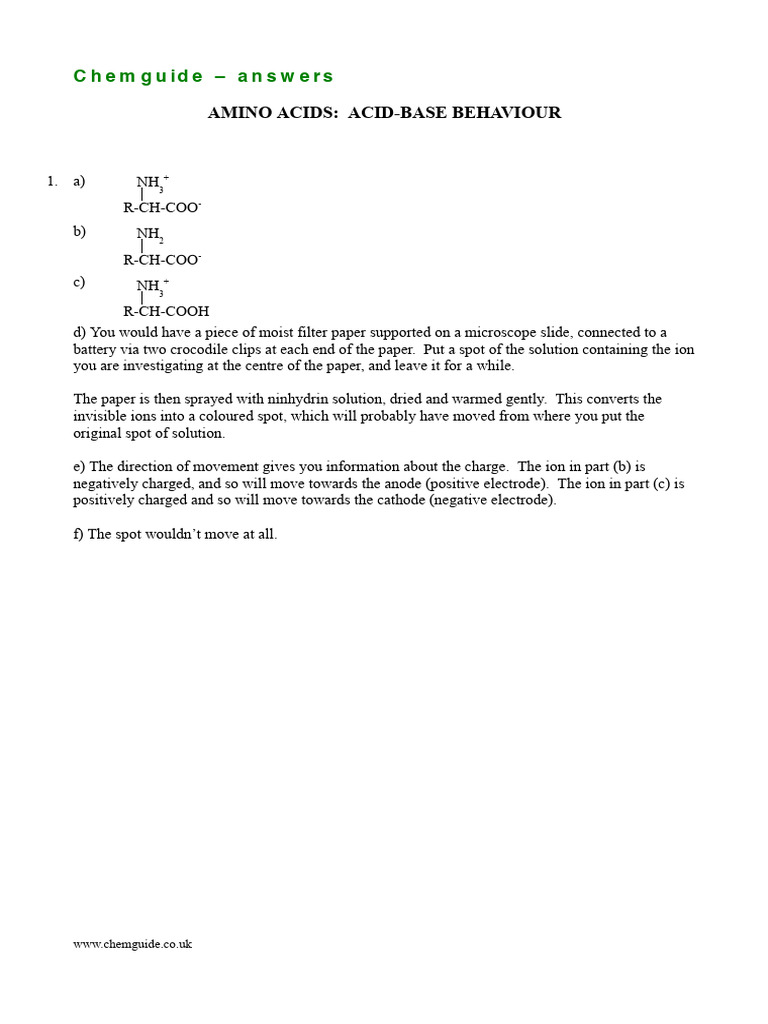 Amino Acids: Acid-Base Behavior | PDF