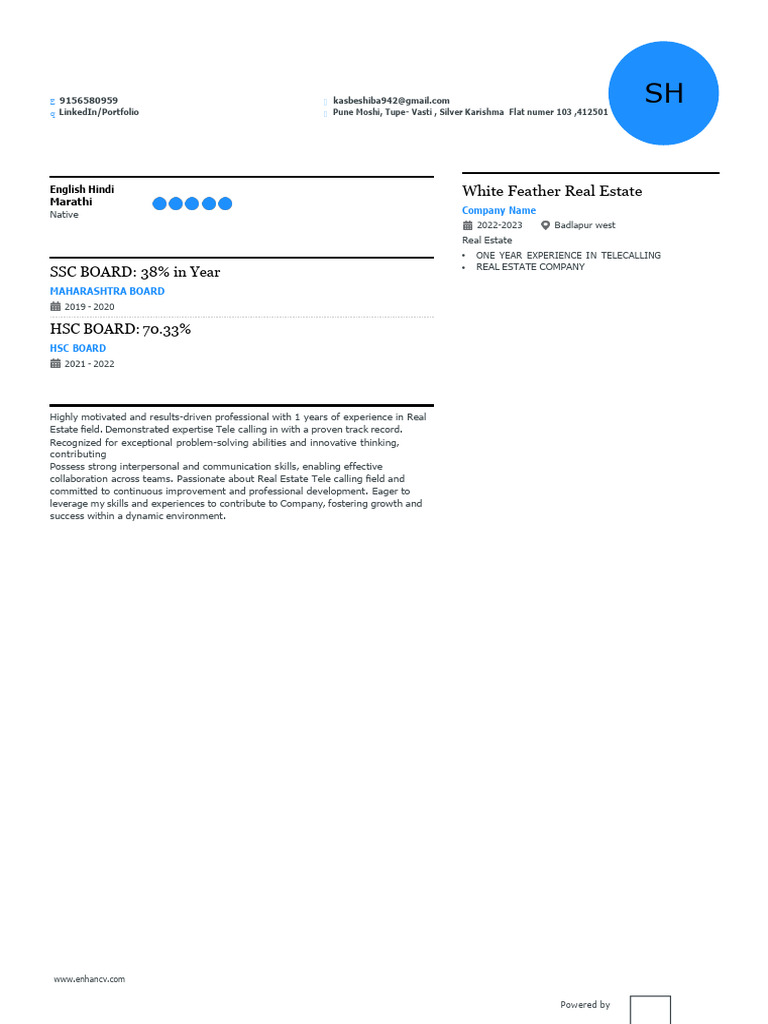 Shiba Kasbe Resume. | PDF