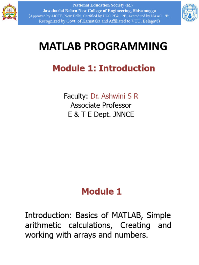 Module 1 | PDF | Matlab | Computer File