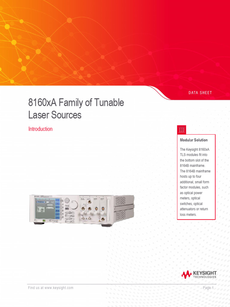Keysight 8160xA Tunable Laser Sources | PDF | Wavelength Division Multiplexing | Laser