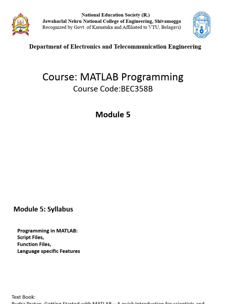 Matlab - PP - PPT - RP - Module 5 | PDF