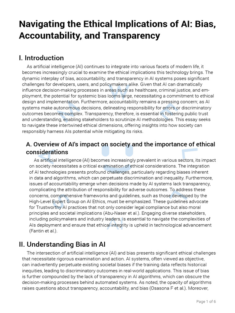 Ethical Challenges in AI: Bias & Accountability | PDF | Artificial ...
