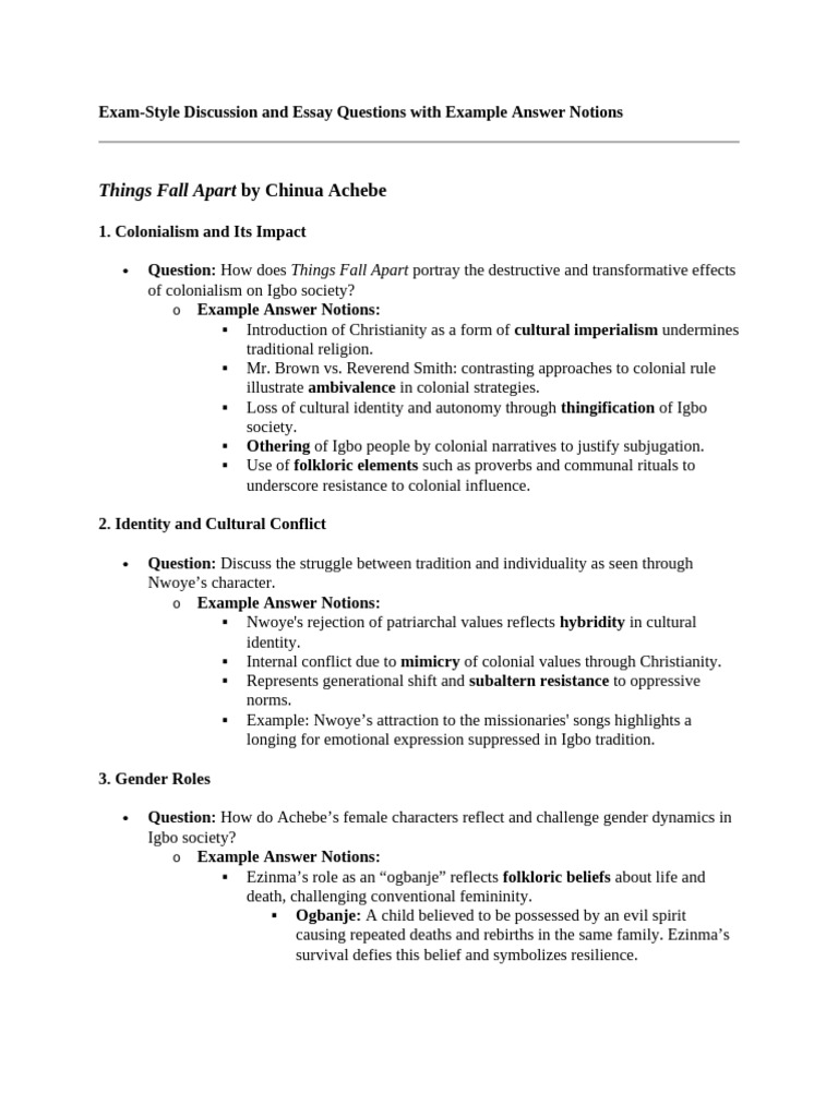 AFLIT - Things Fall Apart by Chinua Achebe | PDF