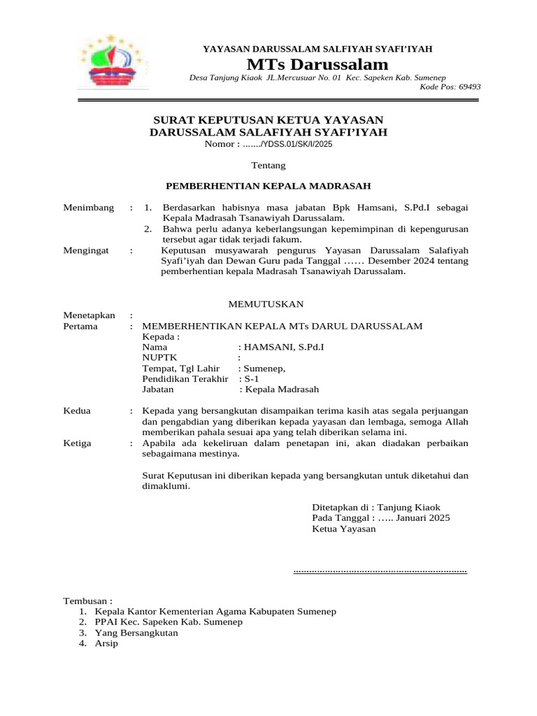 SK PEMBERHENTIAN KM | PDF