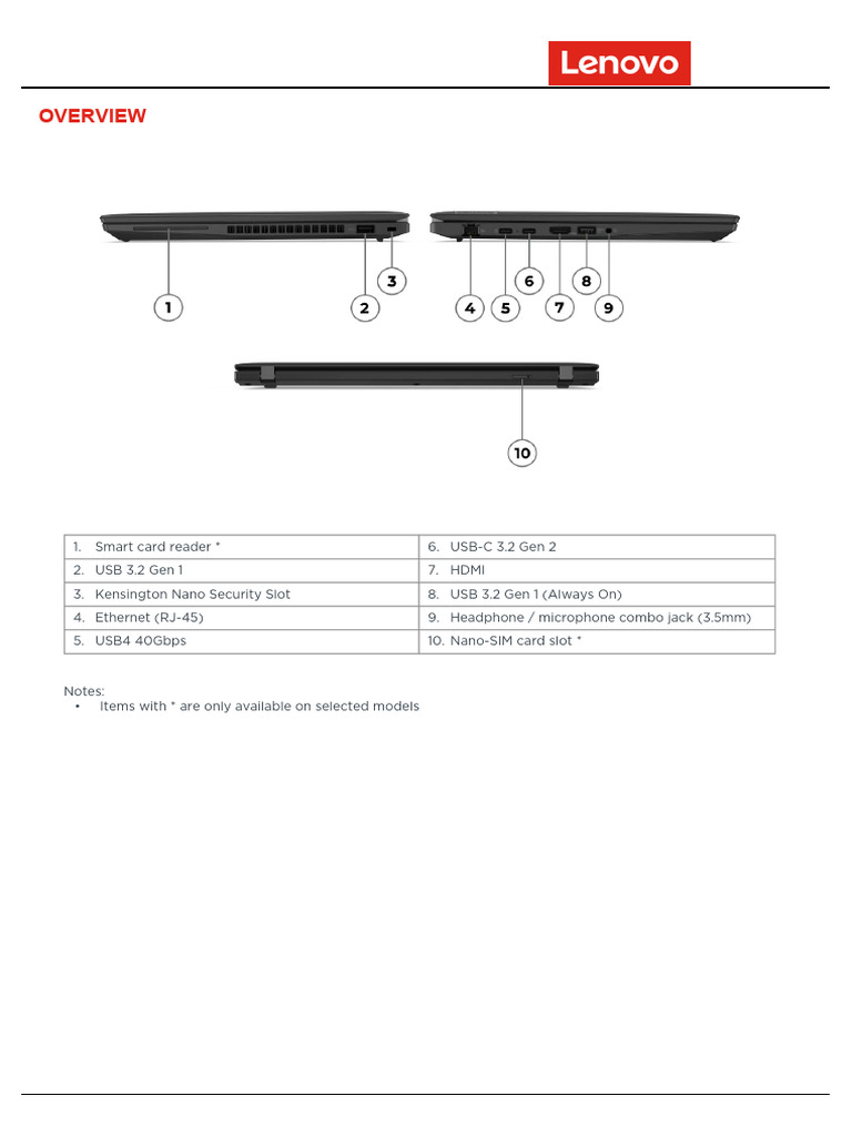 ThinkPad T14 Gen 4 AMD Spec | PDF | Usb | Computer Hardware