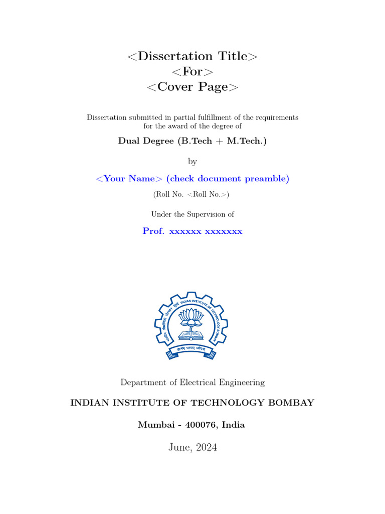 Iit Bombay Dual Degree Disseration Template 2024 | PDF | Mosfet | Cmos