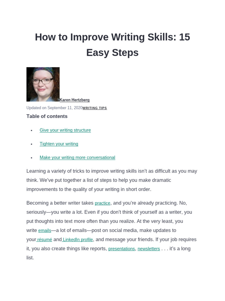 Improve Writing Skills in 15 Steps | PDF | Grammar | English Language