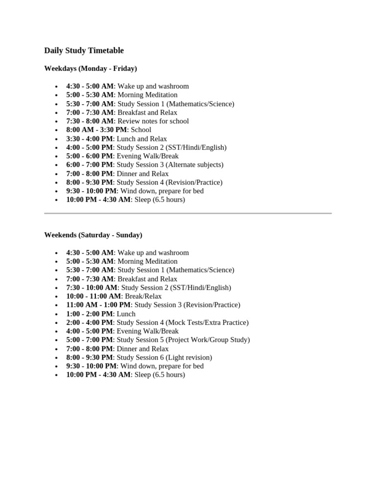 Time Table Daily | PDF