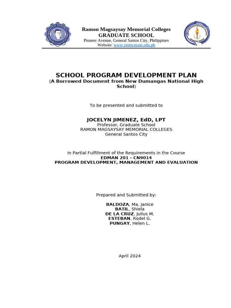 EDMAN 201 - Project Cover Page (TEAM TBOLI) | PDF | Curriculum | Learning
