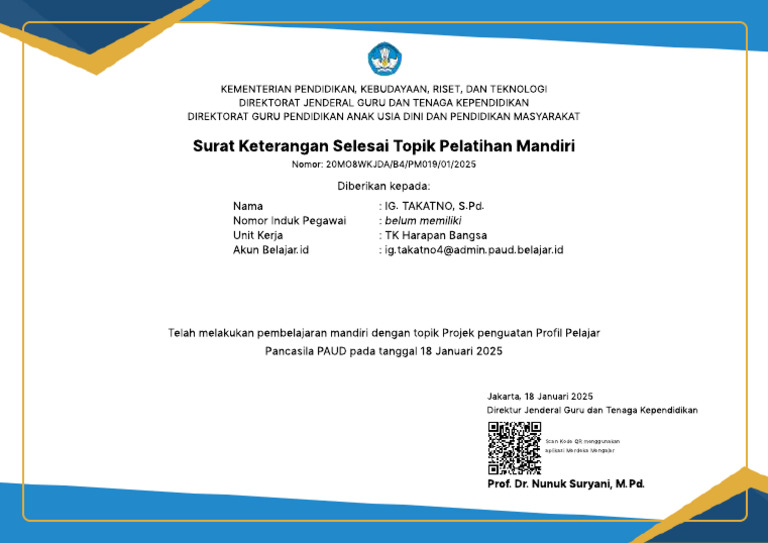 Surat Keterangan Topik p5 | PDF