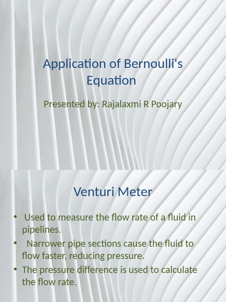 Bernoullis Equation Applications Pdf