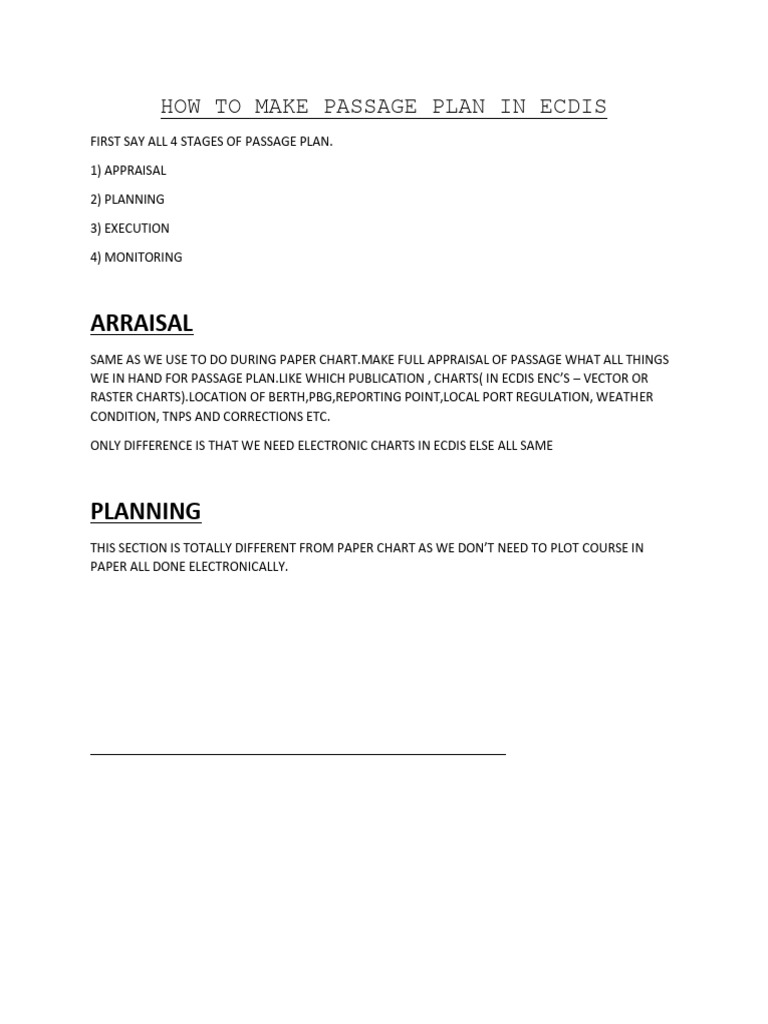 Passage Plan On Ecdis | PDF | Navigation | Shipping