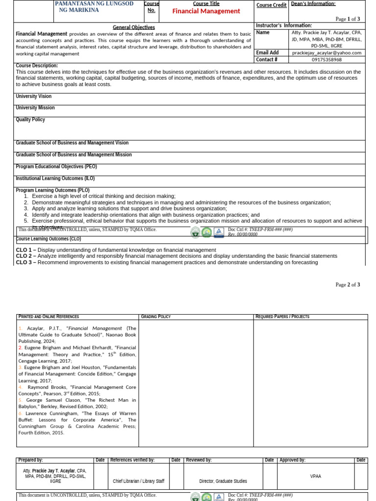 Financial Management Obedized PLMar | PDF | Business