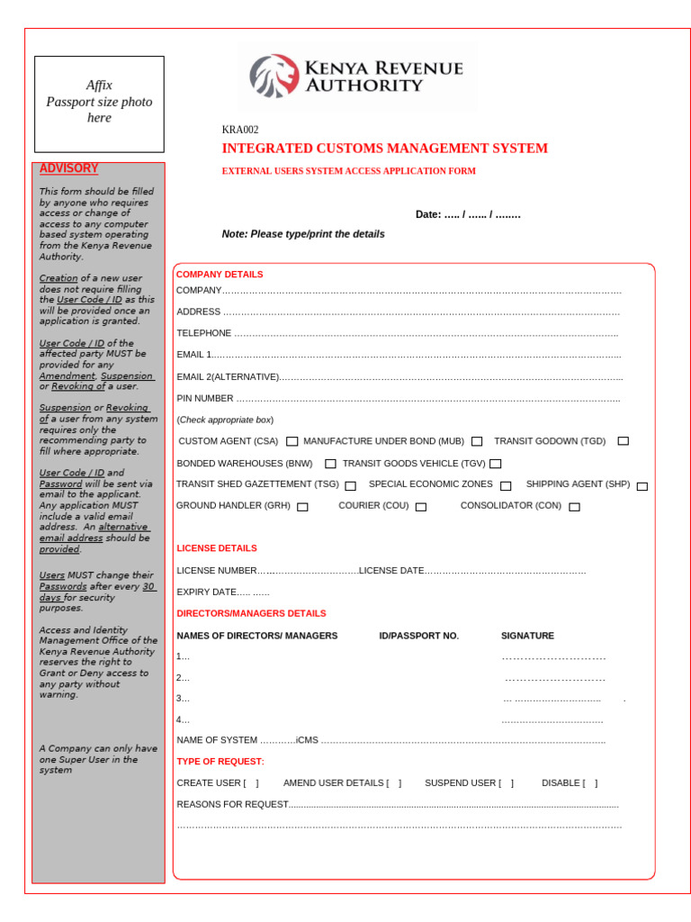 Licensing ICMS KRA External Users Application Form | PDF | Computer Security | Security