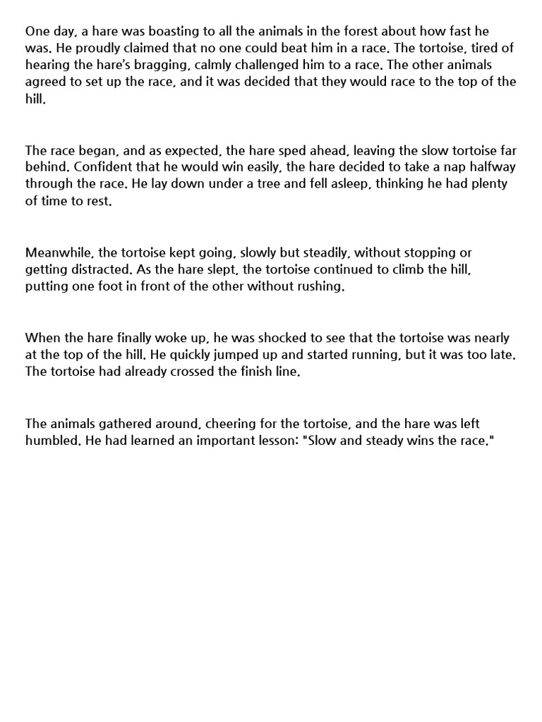 One Day, A Hare Was Boasting To All The Animals in The Forest About How ...