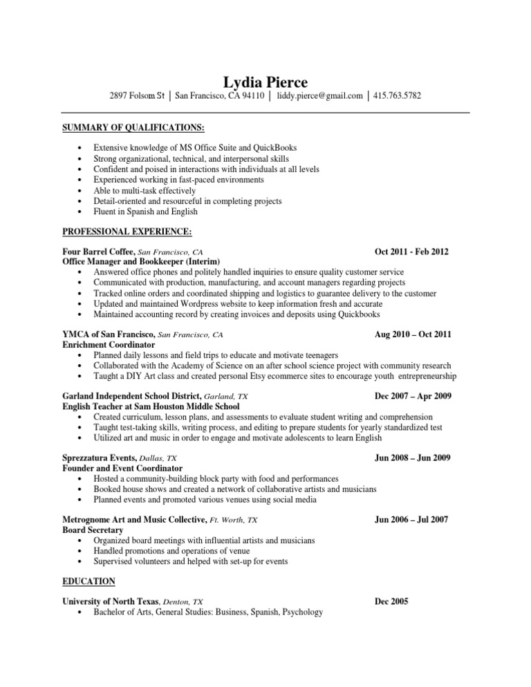 Lydia Pierce Resume 2012 | PDF
