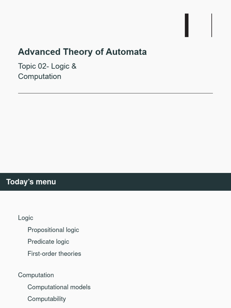 Lecture-2(Logic and Computation) | PDF | Interpretation (Logic) | First Order Logic