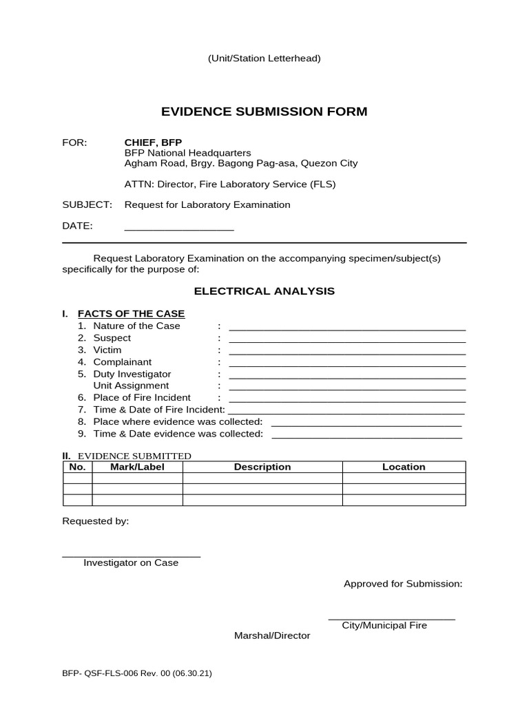 FLS 6F Submission Form Electrical Examination | PDF