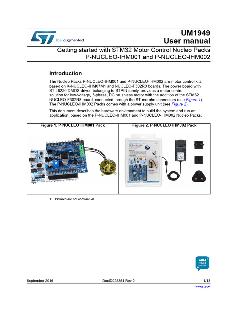 Dm00229200 Getting Started With Stm32 Motor Control Nucleo Packs Pnucleoihm001 and Pnucleoihm002 ...