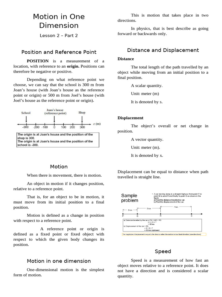 Lecture Motion In One Dimension Pdf Speed Acceleration