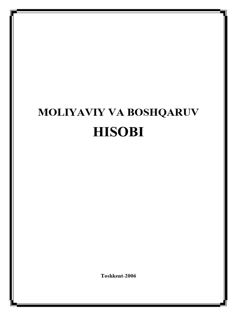 Moliyaviy Va Boshqaruv Hisobi | PDF