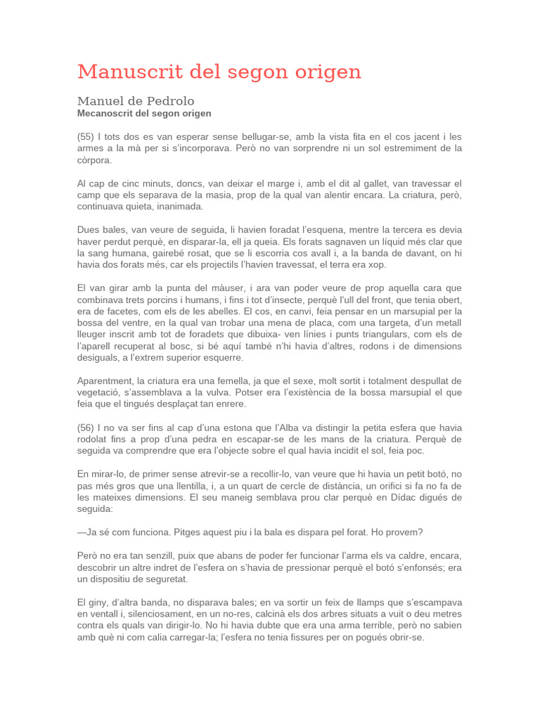 Mecanoscrit Del Segon Origen | PDF