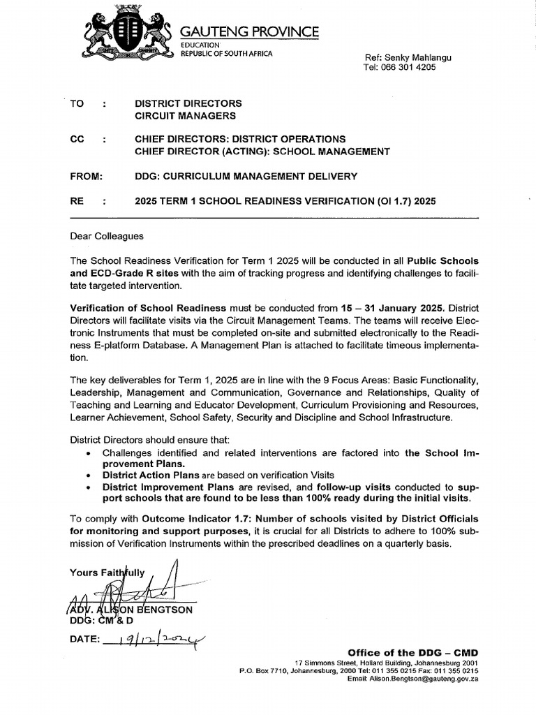 2025 Term 1 School Readiness District Verification - Letter To District ...