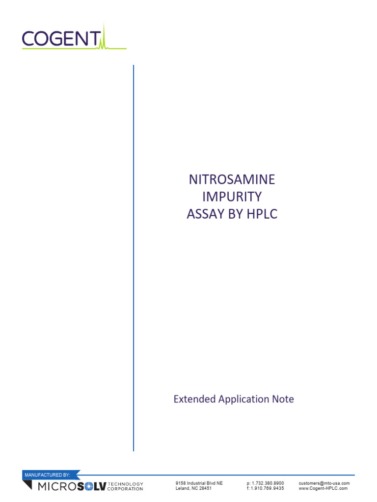 Cogent Nitrosamine Analysis Extended AppNote 3 | PDF | High Performance Liquid Chromatography ...