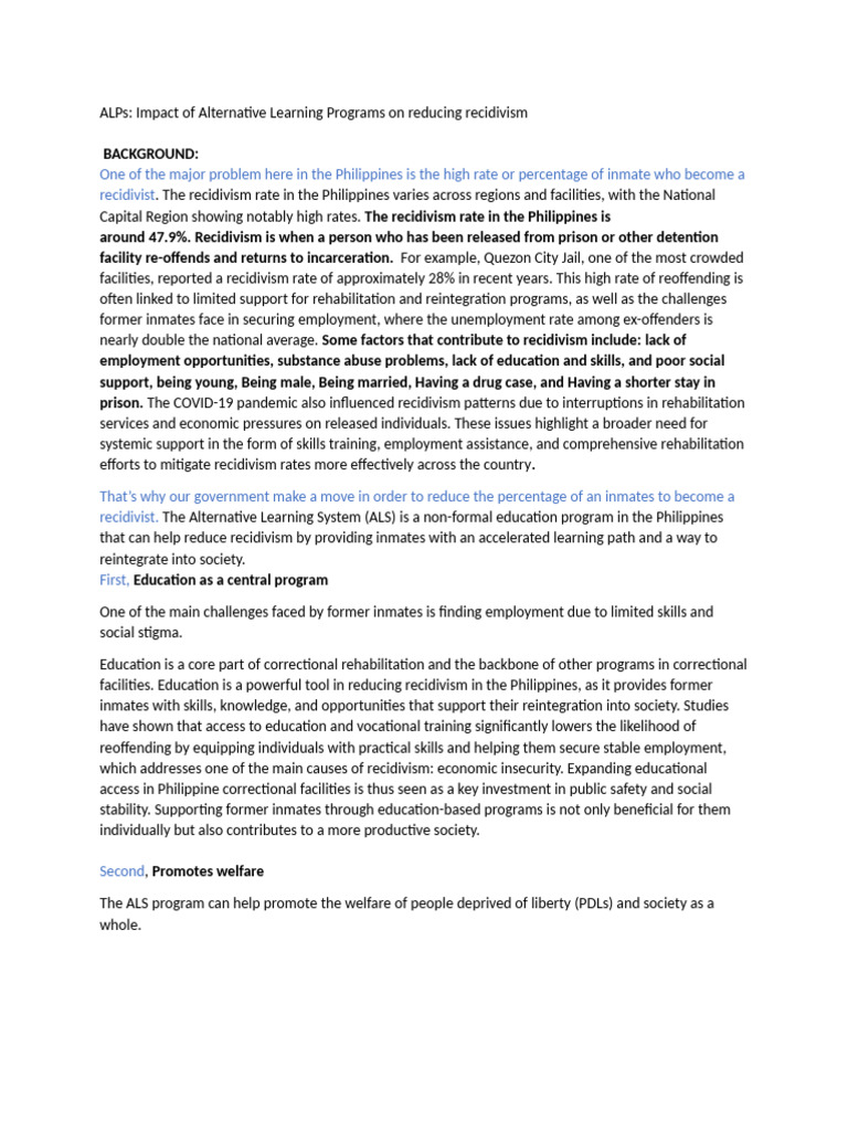 ALPs | PDF | Recidivism | Rehabilitation (Penology)