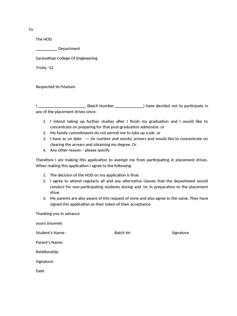 Decline Form - PLACEMENT DRIVES | PDF