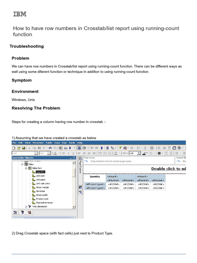 How To Have Row Numbers in Crosstab - List Report Using Running-Count Function | PDF