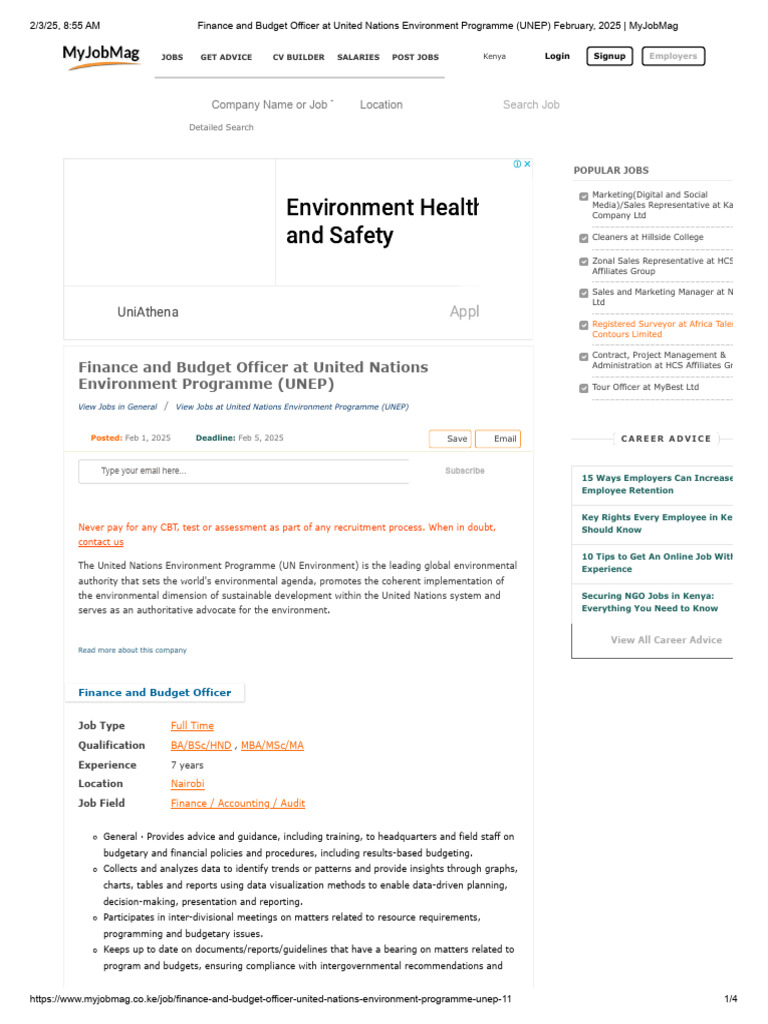 Finance and Budget Officer at United Nations Environment Programme ...
