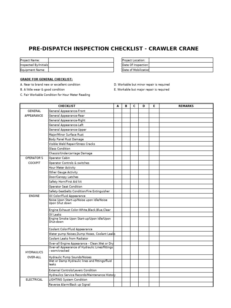 RBC 2023 - Pre Inspection Checklist Template | PDF | Leak | Brake