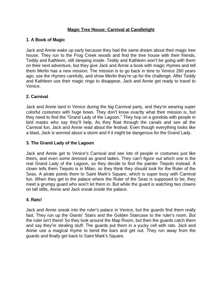 7. Magic Tree House-Carnival at Candlelight | PDF | Venice | Carnival