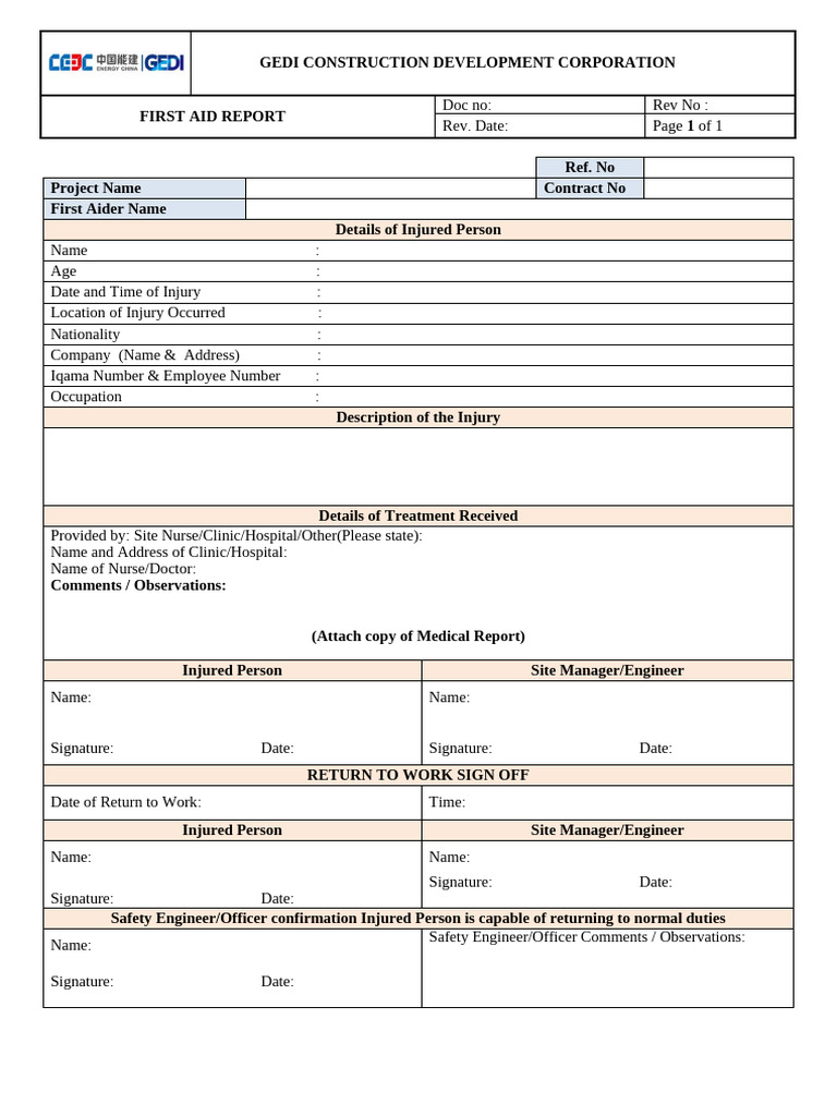 First Aid Report | PDF