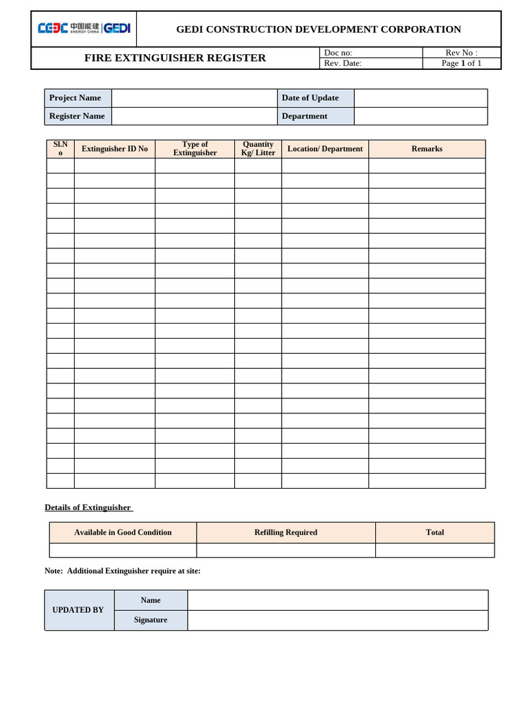 Fire Extinguisher Register _ Inspection | PDF