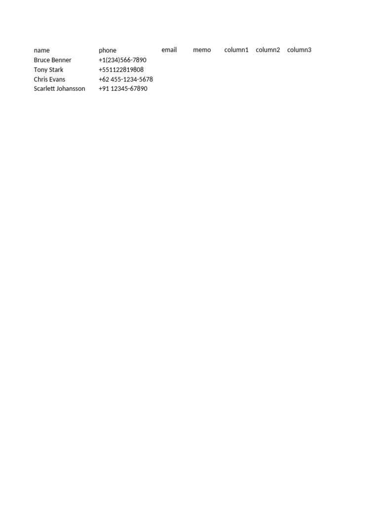 Sample Phonebook Pdf