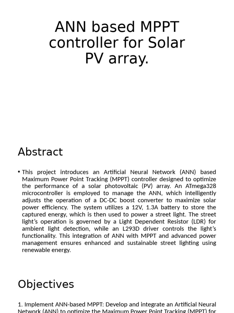 ANN Based MPPT Controller For Solar PV Array | PDF | Photovoltaic ...