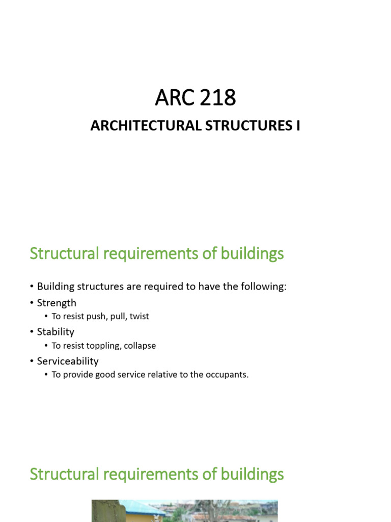ARC 218 Lecture 2 | PDF | Deformation (Engineering) | Strength Of Materials