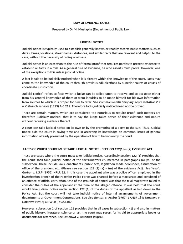 JUDICIAL_NOTICE_BY_MM[2] | PDF | Evidence (Law) | Judicial Notice