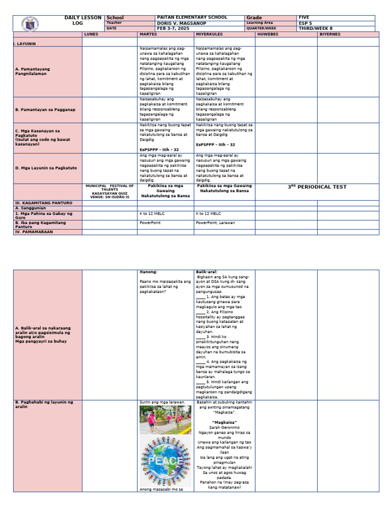 DLL WEEK 8-Q3 ESP 5 | PDF