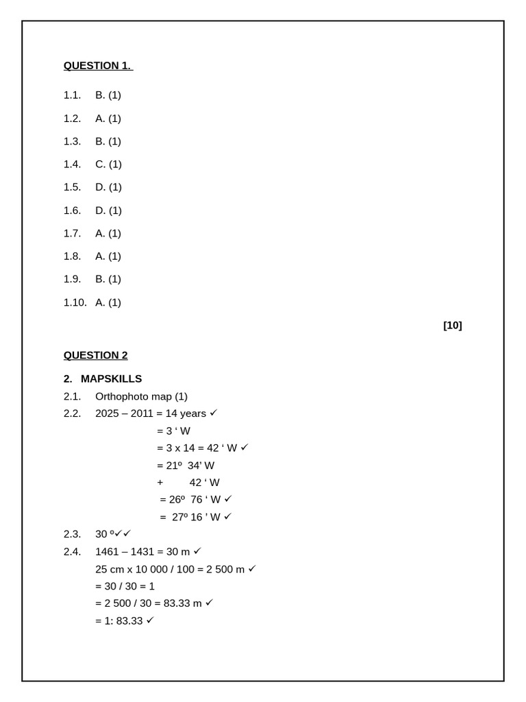 Geogs Gr11 Task 1 Mapwork Memo 2025 | PDF | Image Resolution | Earth Sciences