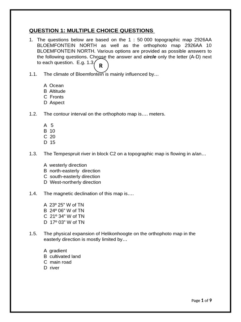 Bloemfontein Topographic Map Quiz | PDF | Geographic Information System ...