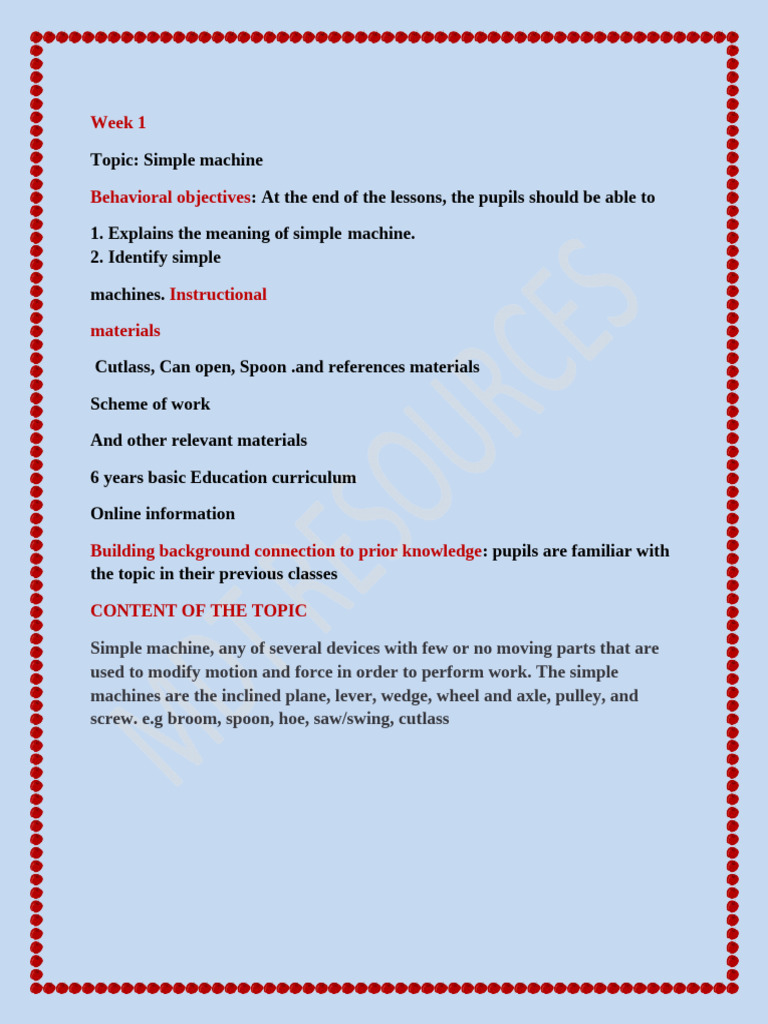 Simple Machines: Lessons & Uses | PDF | Machines