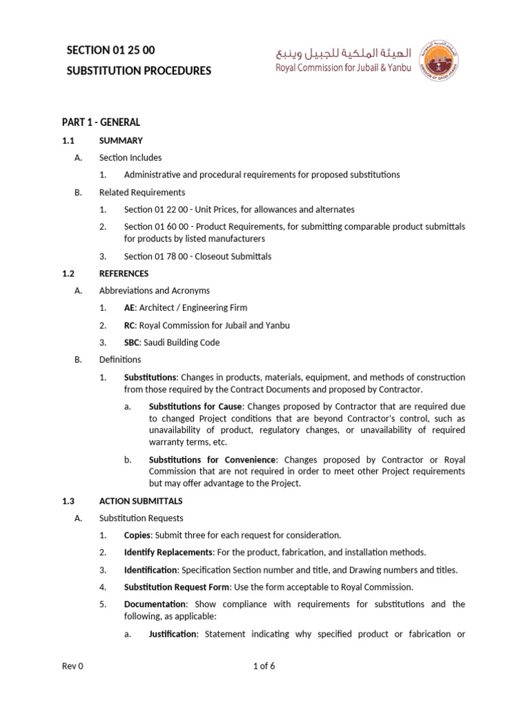 CSI Substitution Request Procedures 1.5c | PDF | Specification ...