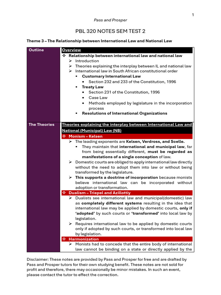 PBL 320 NOTES SEM TEST 2 Textbook Updated PDF | PDF | Jurisdiction | Treaty